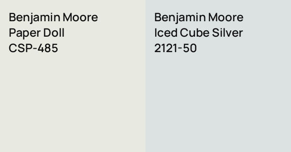 Benjamin Moore Paper Doll vs. Benjamin Moore Iced Cube Silver comparison