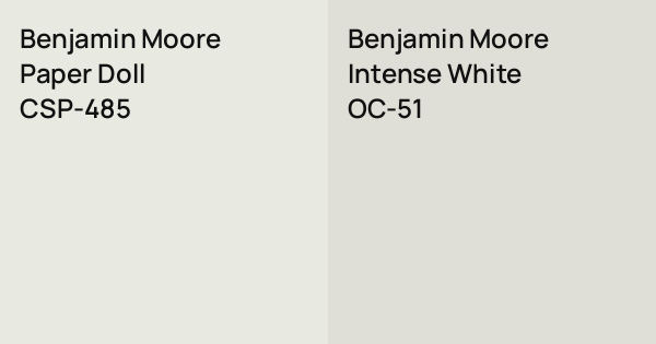 Benjamin Moore Paper Doll vs. Benjamin Moore Intense White comparison