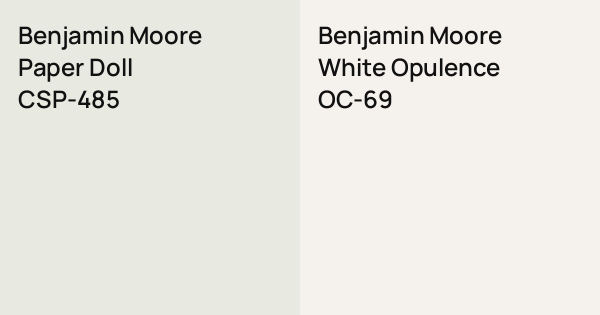 Benjamin Moore Paper Doll vs. Benjamin Moore White Opulence comparison