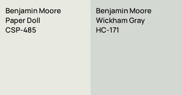 Benjamin Moore Paper Doll vs. Benjamin Moore Wickham Gray comparison