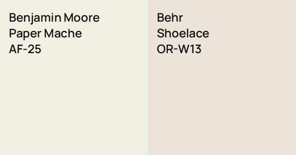 Benjamin Moore Paper Mache vs. Behr Shoelace comparison