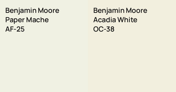 Benjamin Moore Paper Mache vs. Benjamin Moore Acadia White comparison