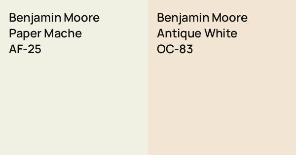 Benjamin Moore Paper Mache vs. Benjamin Moore Antique White comparison