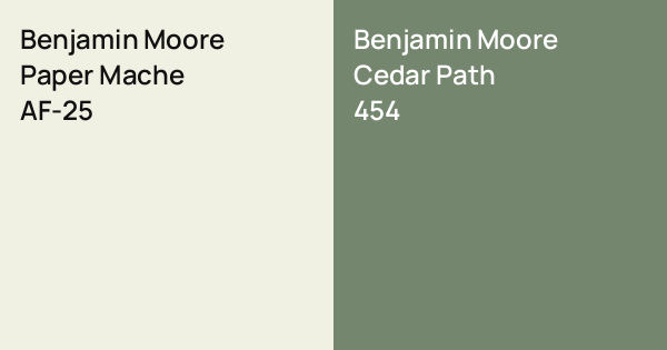 Benjamin Moore Paper Mache vs. Benjamin Moore Cedar Path comparison