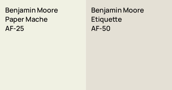 Benjamin Moore Paper Mache vs. Benjamin Moore Etiquette comparison