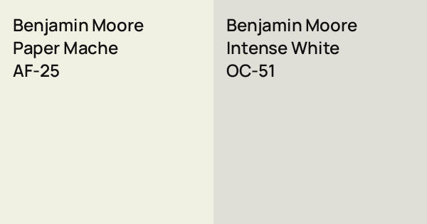 Benjamin Moore Paper Mache vs. Benjamin Moore Intense White comparison