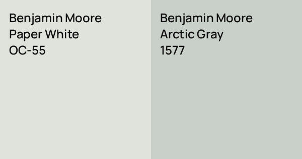 Benjamin Moore Paper White vs. Benjamin Moore Arctic Gray comparison