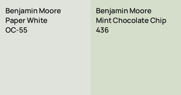 Benjamin Moore Paper White vs. Benjamin Moore Mint Chocolate Chip ...