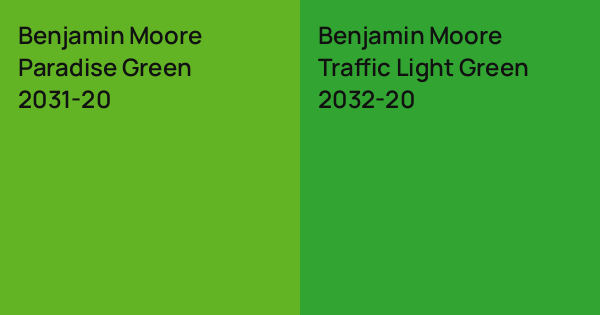 Benjamin Moore Paradise Green vs. Benjamin Moore Traffic Light Green ...