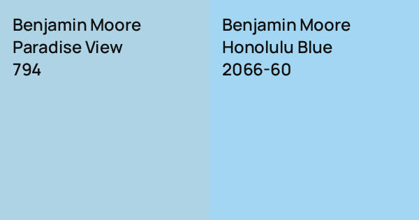 Benjamin Moore Paradise View vs. Benjamin Moore Honolulu Blue comparison