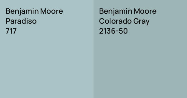 Benjamin Moore Paradiso vs. Benjamin Moore Colorado Gray comparison