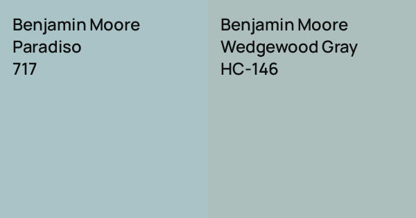 Benjamin Moore Paradiso vs. Benjamin Moore Wedgewood Gray comparison
