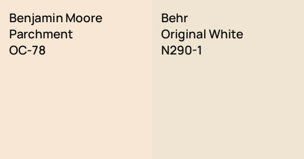 Benjamin Moore Parchment vs. Behr Original White comparison
