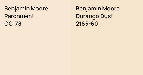 Benjamin Moore Parchment vs. Benjamin Moore Durango Dust comparison