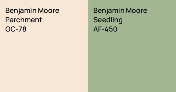 Benjamin Moore Parchment vs. Benjamin Moore Seedling comparison