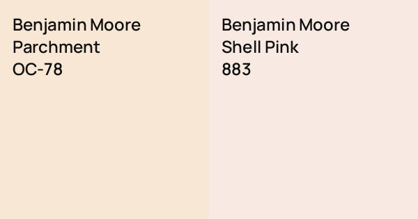 Benjamin Moore Parchment vs. Benjamin Moore Shell Pink comparison