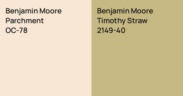 Benjamin Moore Parchment vs. Benjamin Moore Timothy Straw comparison