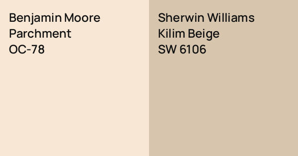 Benjamin Moore Parchment vs. Sherwin Williams Kilim Beige comparison