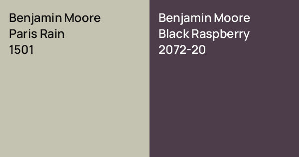 Benjamin Moore Paris Rain vs. Benjamin Moore Black Raspberry comparison