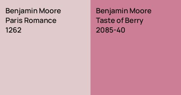Benjamin Moore Paris Romance vs. Benjamin Moore Taste of Berry comparison
