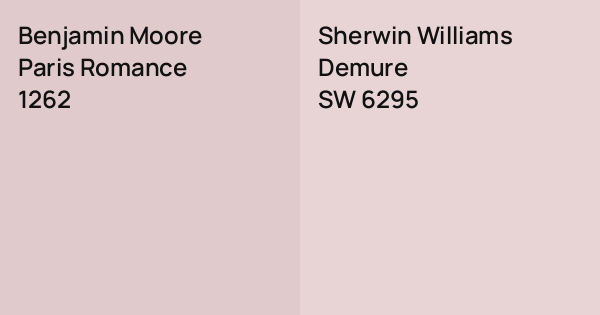 Benjamin Moore Paris Romance vs. Sherwin Williams Demure comparison