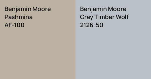 Benjamin Moore Pashmina vs. Benjamin Moore Gray Timber Wolf comparison