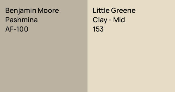 Benjamin Moore Pashmina vs. Little Greene Clay - Mid comparison