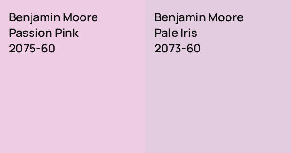 Benjamin Moore Passion Pink vs. Benjamin Moore Pale Iris comparison