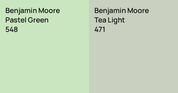 Benjamin Moore Pastel Green vs. Benjamin Moore Tea Light comparison