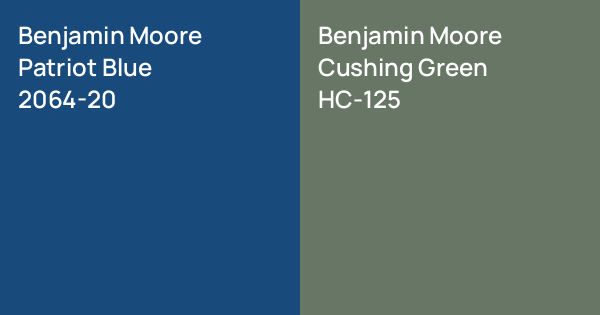 Benjamin Moore Patriot Blue vs. Benjamin Moore Cushing Green comparison