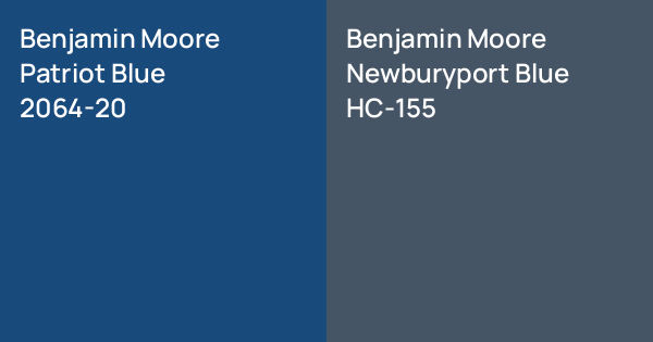 Benjamin Moore Patriot Blue vs. Benjamin Moore Newburyport Blue comparison