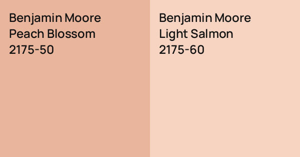 Benjamin Moore Peach Blossom vs. Benjamin Moore Light Salmon comparison