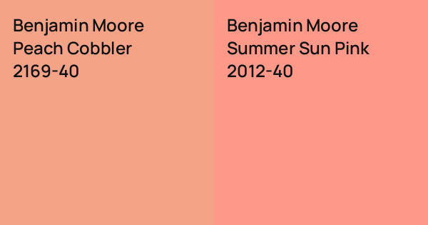 Benjamin Moore Peach Cobbler vs. Benjamin Moore Summer Sun Pink comparison