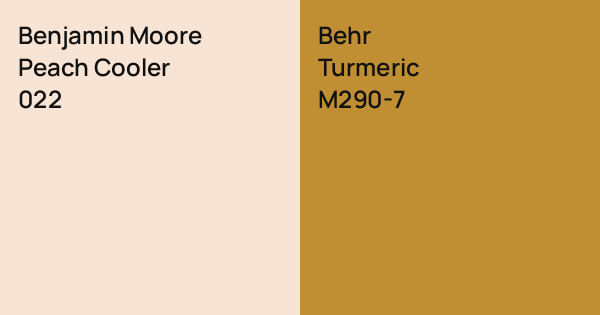 Benjamin Moore Peach Cooler vs. Behr Turmeric comparison