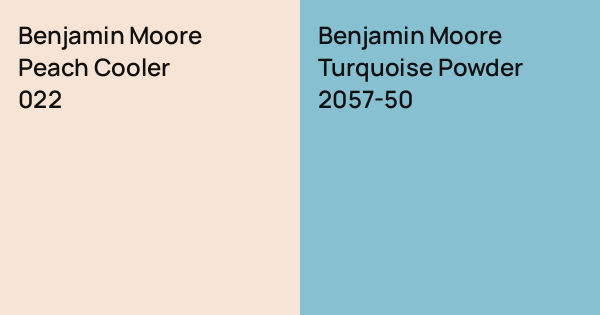 Benjamin Moore Peach Cooler vs. Benjamin Moore Turquoise Powder comparison