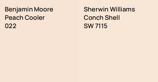 Benjamin Moore Peach Cooler vs. Sherwin Williams Conch Shell comparison