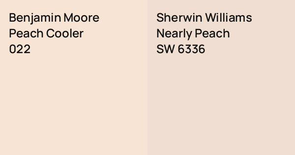 Benjamin Moore Peach Cooler vs. Sherwin Williams Nearly Peach comparison