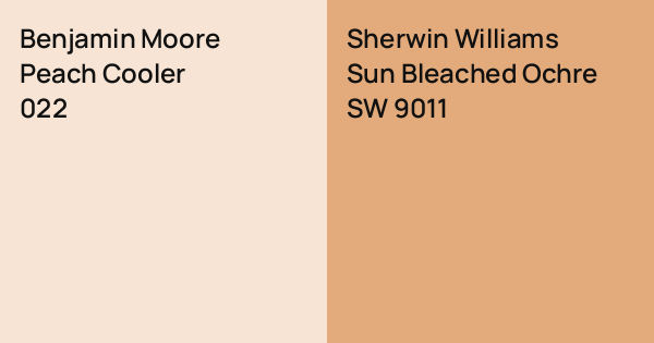Benjamin Moore Peach Cooler vs. Sherwin Williams Sun Bleached Ochre ...