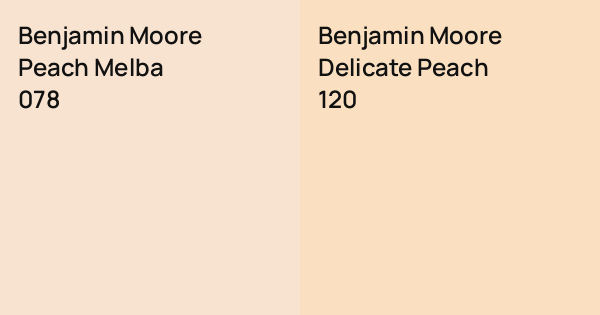 Benjamin Moore Peach Melba vs. Benjamin Moore Delicate Peach comparison