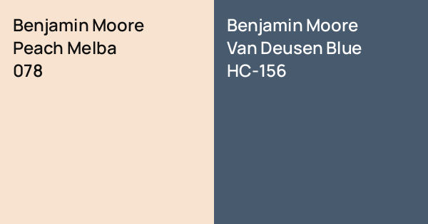 Benjamin Moore Peach Melba vs. Benjamin Moore Van Deusen Blue comparison