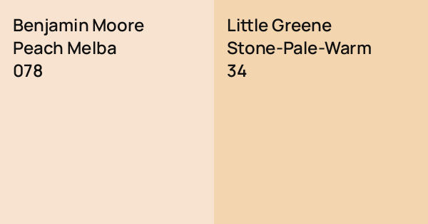 Benjamin Moore Peach Melba vs. Little Greene Stone-Pale-Warm comparison