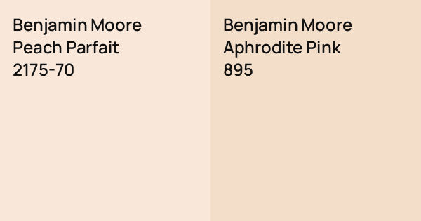 Benjamin Moore Peach Parfait vs. Benjamin Moore Aphrodite Pink comparison