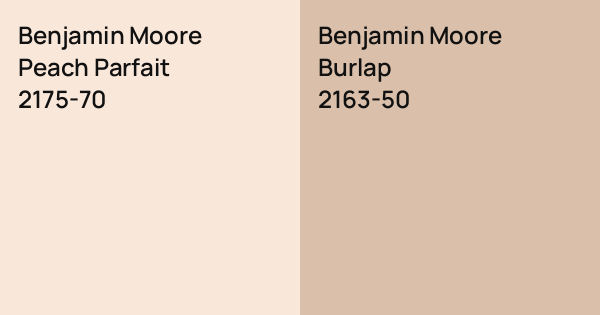 Benjamin Moore Peach Parfait vs. Benjamin Moore Burlap comparison
