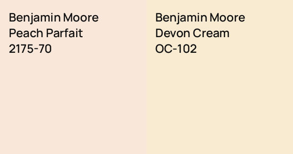 Benjamin Moore Peach Parfait vs. Benjamin Moore Devon Cream comparison