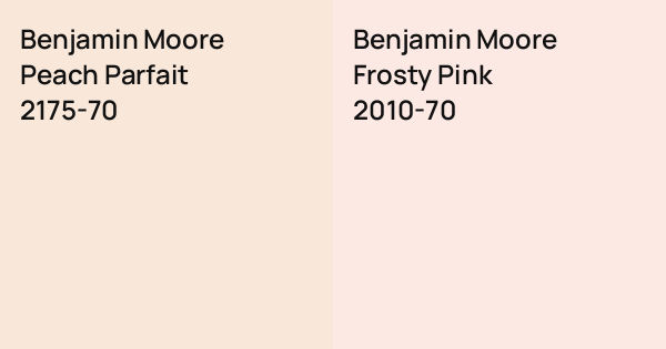 Benjamin Moore Peach Parfait vs. Benjamin Moore Frosty Pink comparison