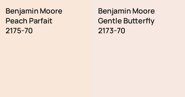 Benjamin Moore Peach Parfait vs. Benjamin Moore Gentle Butterfly comparison