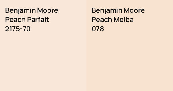 Benjamin Moore Peach Parfait vs. Benjamin Moore Peach Melba comparison