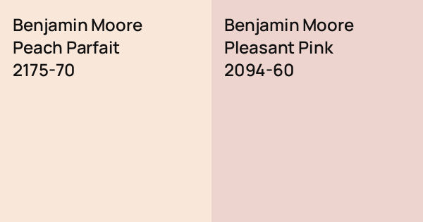 Benjamin Moore Peach Parfait vs. Benjamin Moore Pleasant Pink comparison