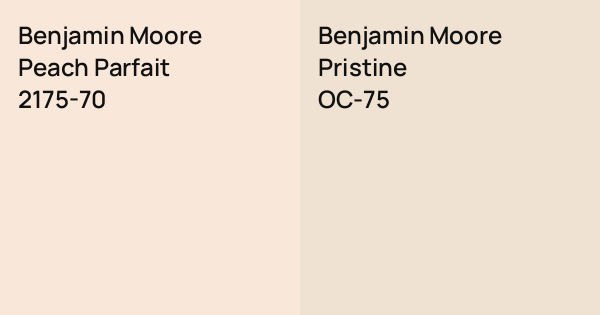 Benjamin Moore Peach Parfait vs. Benjamin Moore Pristine comparison