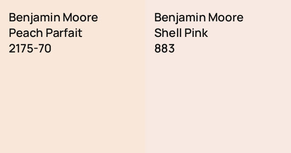 Benjamin Moore Peach Parfait vs. Benjamin Moore Shell Pink comparison